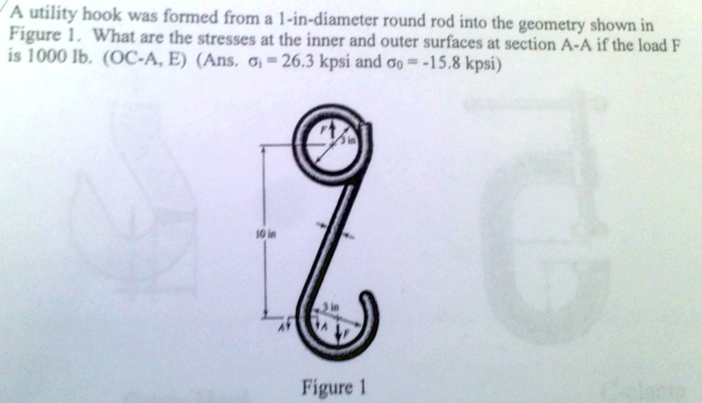 [GET ANSWER] A utility hook was formed from a 1-in-diameter round rod ...
