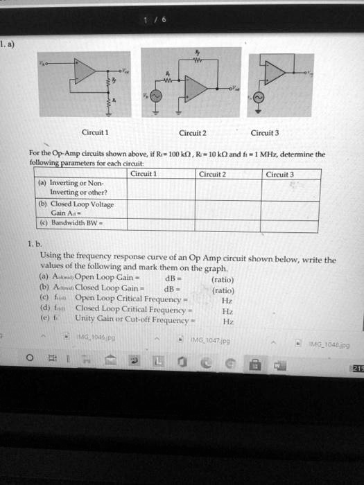 SOLVED: need help asap Circuit1 Circuit2 Circuit3 For the Op-Amp ...