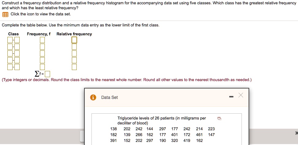 SOLVED: Construct frequency distribution and relative frequency ...