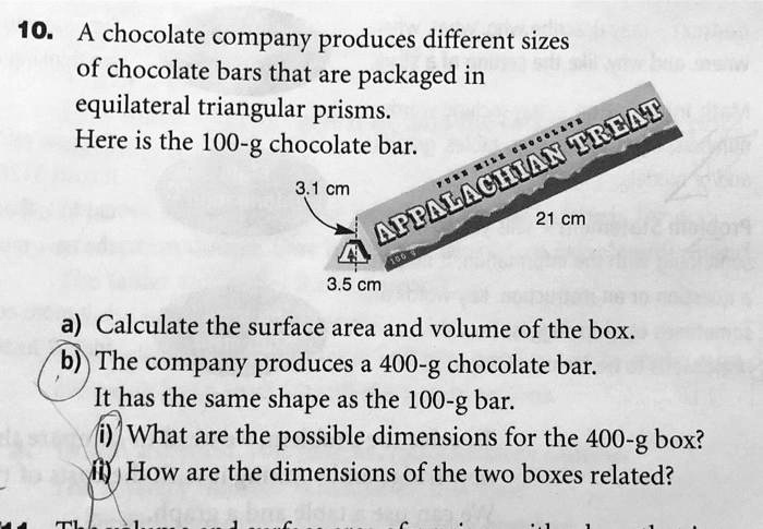 SOLVED: 10. A chocolate company produces different sizes of chocolate ...