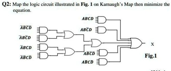 q2 map the logic circuit illustrated in fig i on karnaugh map then minimize the equation abcd ...
