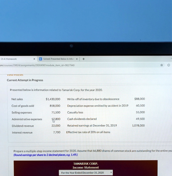 ch 4homework x solvedpresented below is inforr ...