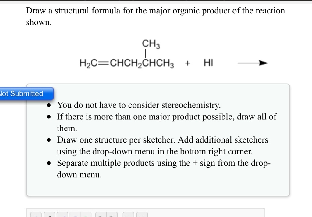 SOLVED: Draw the structural formula for the major organic product of the shown reaction: CH3 H3C ...