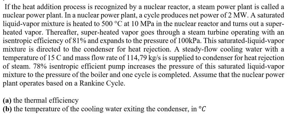 SOLVED: If the heat addition process is recognized by a nuclear reactor ...