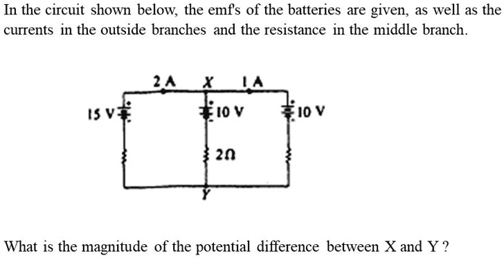 SOLVED: In the circuit shown below; the emfs of the batteries are given, as well as the currents ...