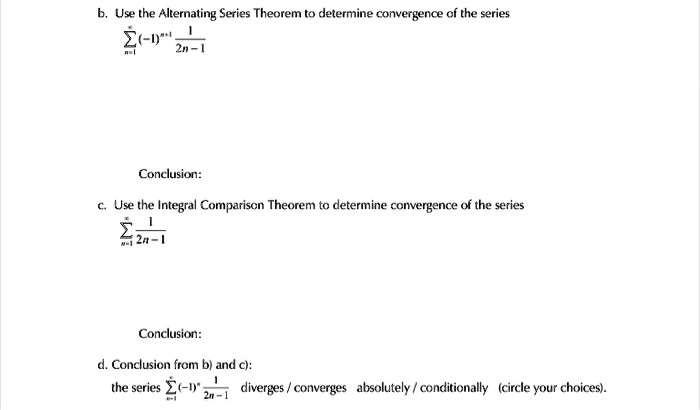 SOLVED: Use the Alternating Series Theorem to determine convergence of ...