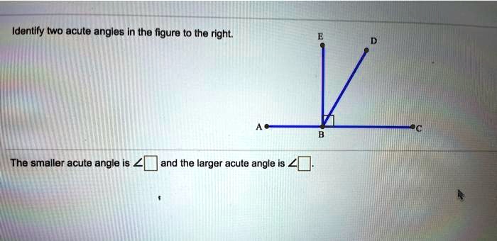 SOLVED: Identify two acute angles in the figure to the right. The ...