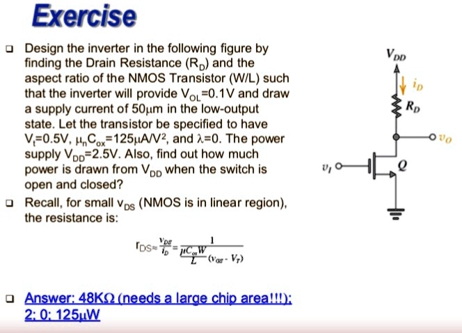 Exercise Design the inverter in the following figure by finding the ...