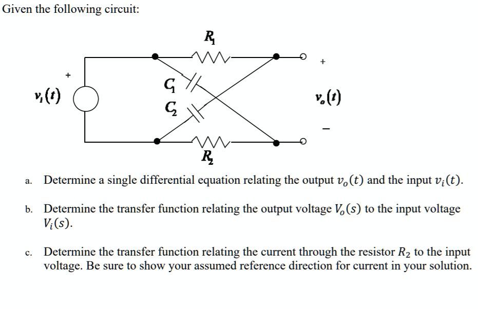 SOLVED: Given the following circuit: R v(t) R a. Determine a single differential equation ...