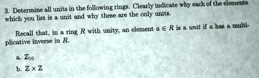 SOLVED: Clearly indicate why each of the clements 3. Determine all ...