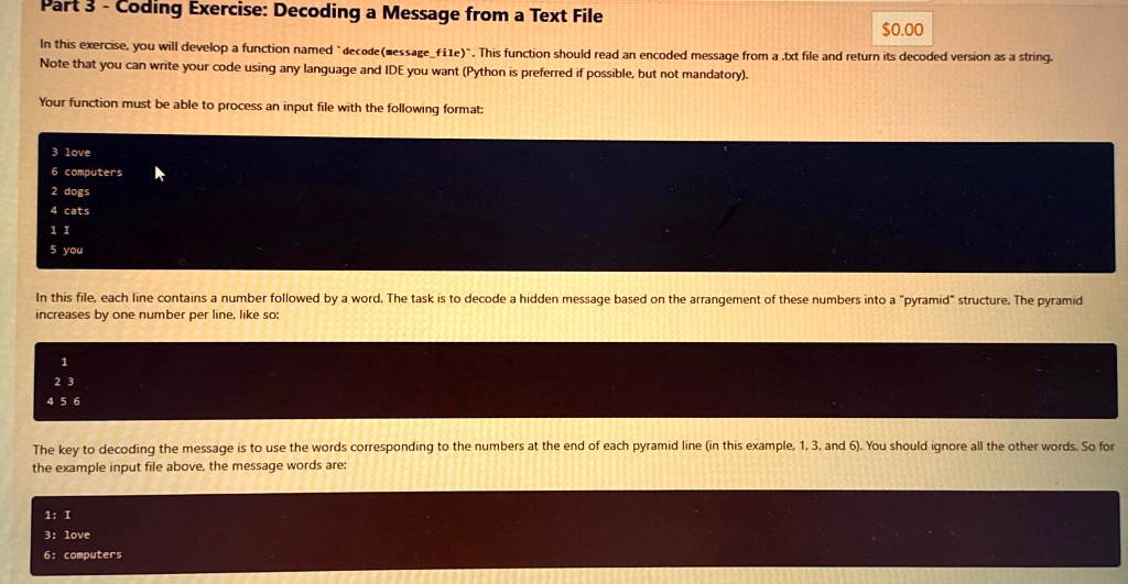 Part 3 - Coding Exercise: Decoding a Message from a Text File Note that ... Part 3 - Coding Exercise: Decoding a Message from a Text File Note that ...
