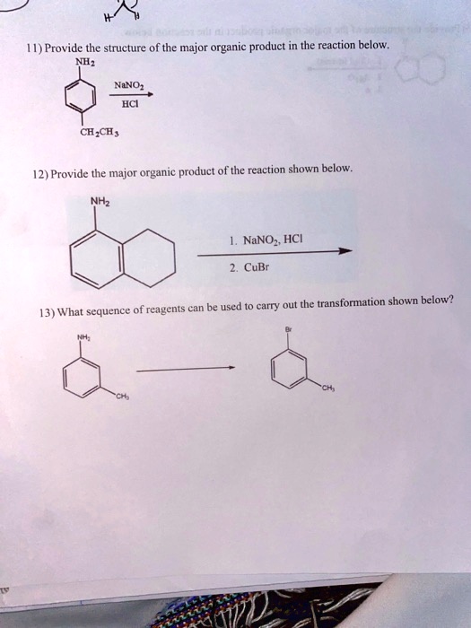 SOLVED: H) Provide the structure of the major organic product in the ...