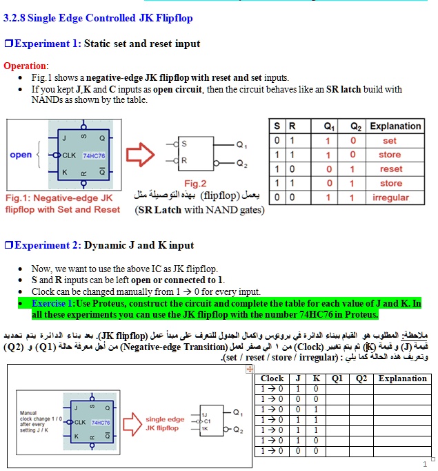 SOLVED: 3.2.8 Single Edge Controlled JK Flip-Flop Experiment 1: Static ...