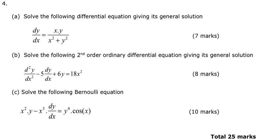 SOLVED: (a) Solve the following differential equation giving its ...