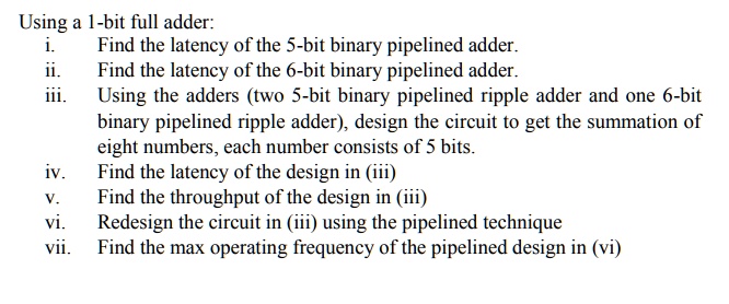 Solved Using 1 Bit Full Adder Find The Latency Of The S Bit Binary