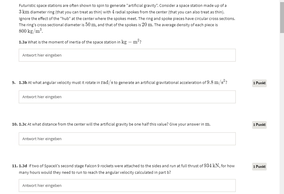 Futuristic space stations are often shown to spin to generate ...