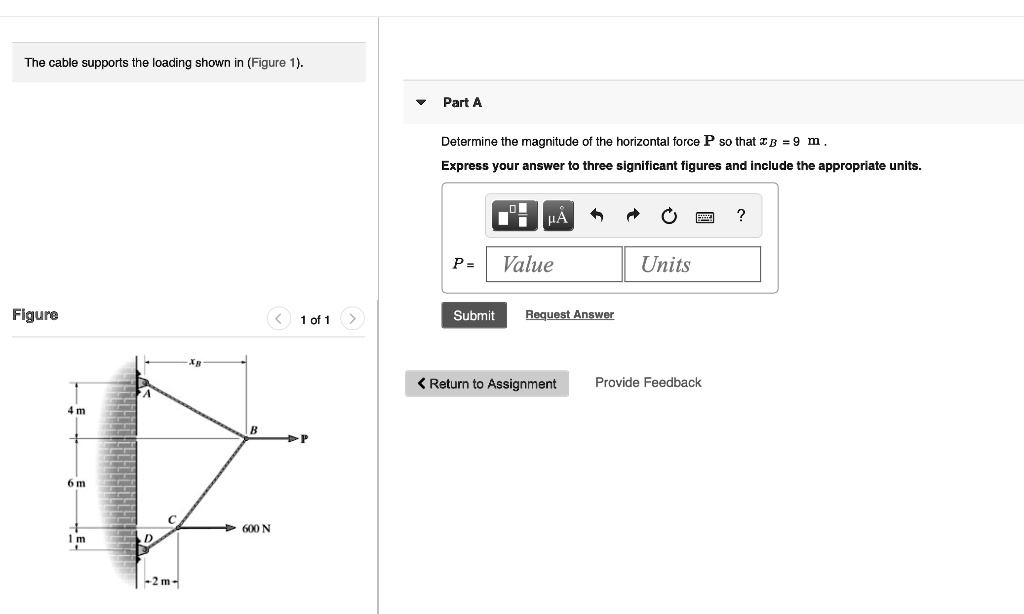 The cable supports the loading shown in (Figure 1. Part A Determine the ...