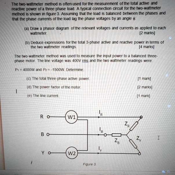 SOLVED: The two-wattmeter method is often used for the measurement of ...