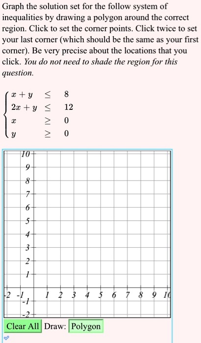 graph the solution set for the follow system of inequalities by drawing polygon around the ...