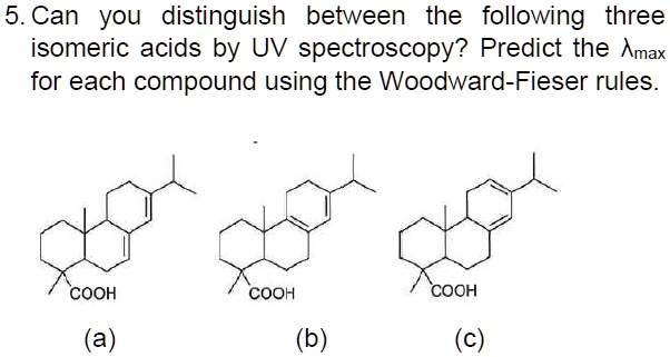 SOLVED: Can you distinguish between the following three isomeric acids by UV spectroscopy ...