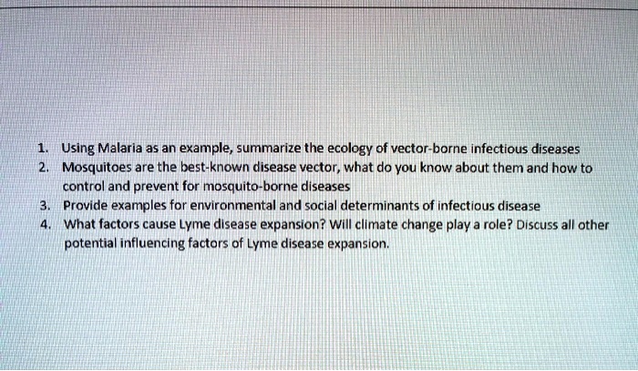 using malaria as an example summarize the ecology of vector borne ...
