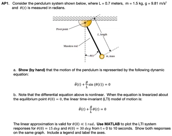ap1 consider the pendulum system shown belowwhere l07 metersm15kgg981 ...