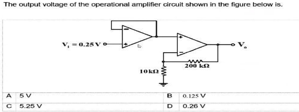 SOLVED: The output voltage of the operational amplifier circuit shown in the figure below is: V ...