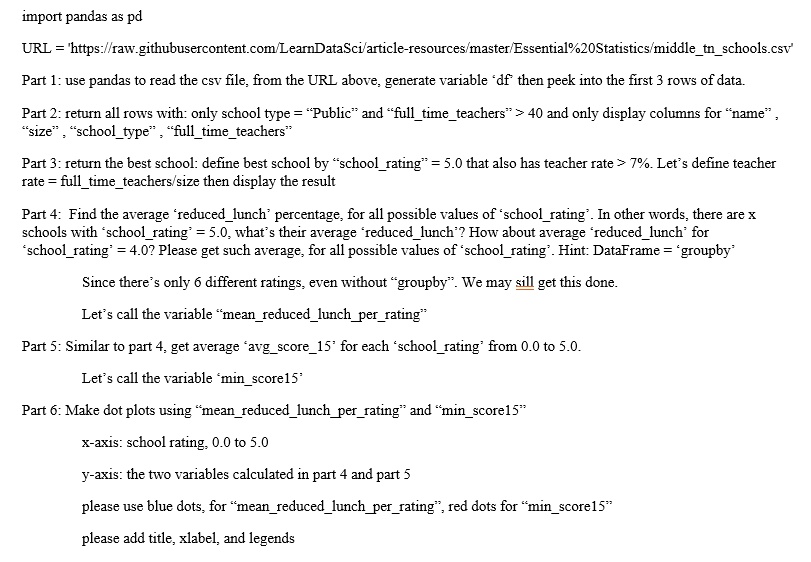 SOLVED: import pandas as pd URL = 'https://raw.githubusercontent.com ...