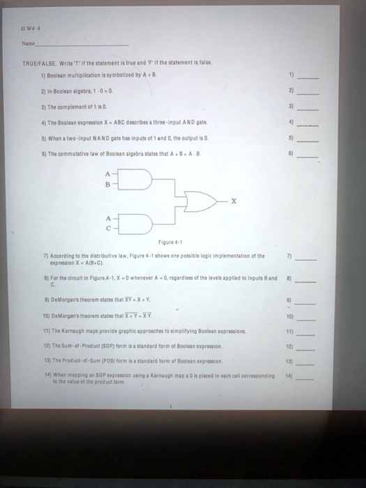 HW# 4 Name TRUE/FALSE. Write "T" if the statement is true...