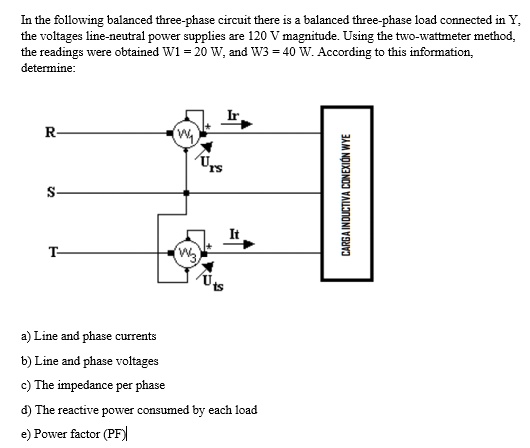 SOLVED: In the following balanced three-phase circuit, there is a ...