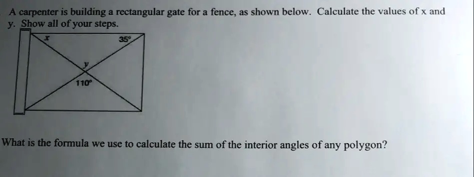 SOLVED: A carpenter is building rectangular gate for a 'fence, as shown ...