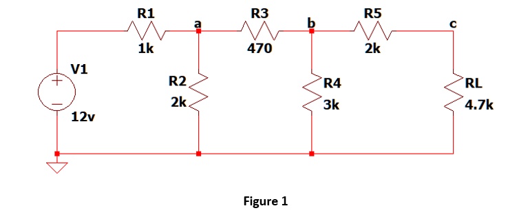 R1 R3 R5 a b c 1k 470 2k V1 + - 12v R2 R4 2k 3k Figure 1 RL 4.7k