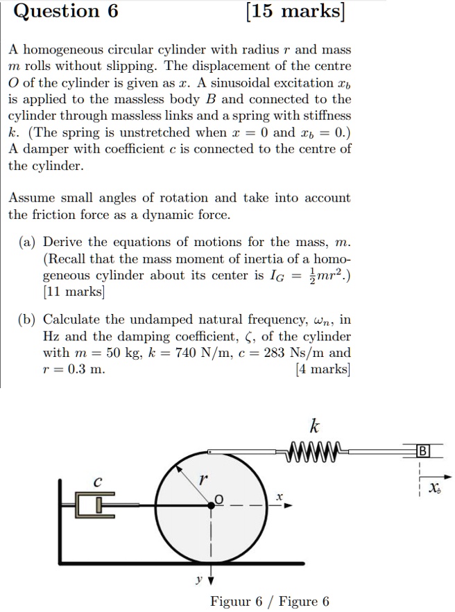 SOLVED: Question 6 [15 marks] A homogeneous circular cylinder with radius r and mass m rolls ...