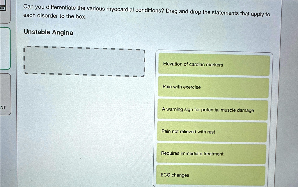 can you differentiate the various myocardial conditions drag and drop the statements that apply ...