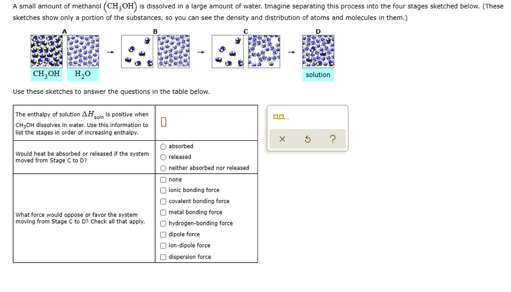 SOLVED: Text: A small amount of methanol (CH3OH) is dissolved in a ... SOLVED: Text: A small amount of methanol (CH3OH) is dissolved in a ...