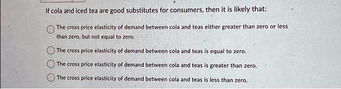 If cola and iced tea are good substitutes for consumers, then it is ...
