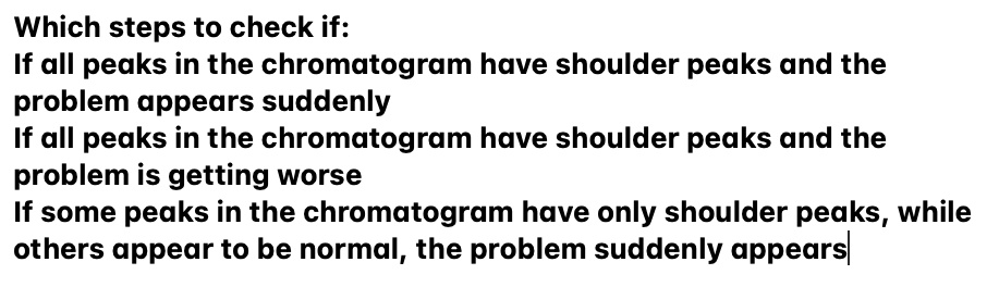 SOLVED: Which steps to check if: If all peaks in the chromatogram have ...