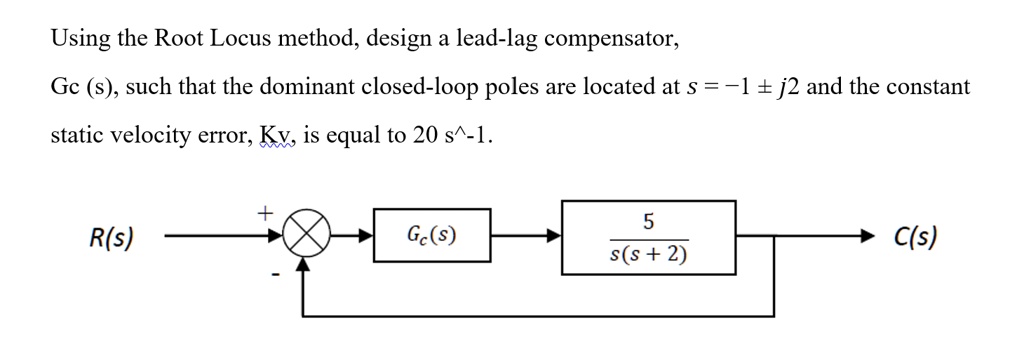 Using the Root Locus method, design a lead-lag compensator, Gc (s), such that the dominant ...