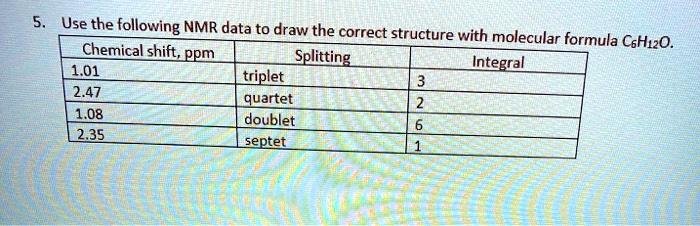 Use The Following Nmr Data To Draw The Correct Struct… Solvedlib