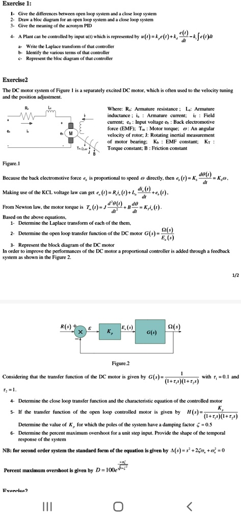 exercise 1 1 give the differences between open loop system and a close ...
