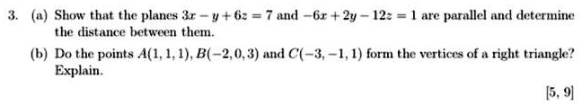 SOLVED: Show that the planes r + 6z = 7 and r + 2y + 12z = 1 are ...