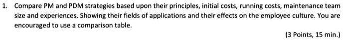 SOLVED: Compare PM and PDM strategies based on their principles ...