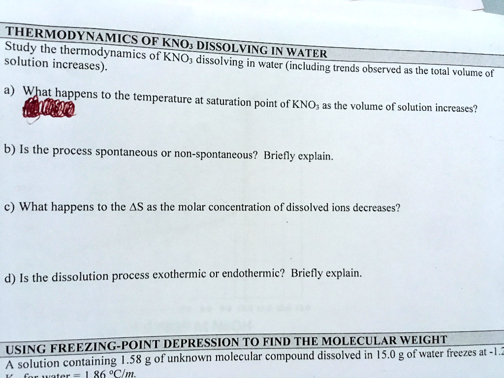 SOLVED: THERMODYNAMICS OF KNO3: Study the thermodynamics of dissolving ...