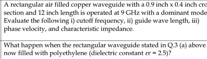 Rectangular air-filled copper waveguide with a 0.9 inch x 0.4 inch ...