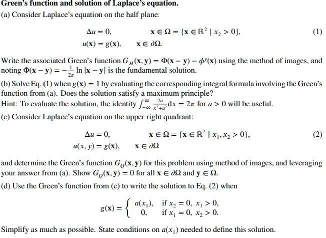SOLVED: Green function and solution of Laplace equation (a) Consider ...
