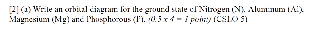 SOLVED: 2] (a) Write an orbital diagram for the ground state of ...