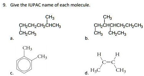 SOLVED: Give the IUPAC name of each molecule CH3 CHzCHzCHzCHCH3 CHzCH3 ...