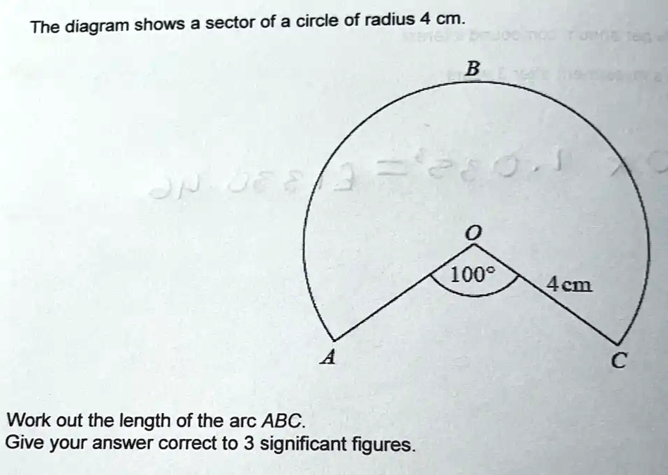 The diagram shows a sector of a circle of radius 4 cm. Work...