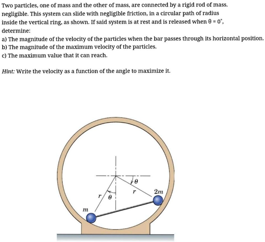SOLVED: Two particles, one of mass and the other of mass, are connected ...