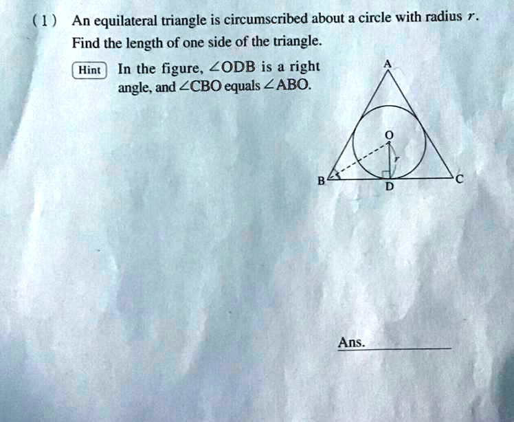 SOLVED: Can you help me with this? (1) An equilateral triangle is ...